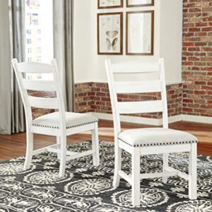 Signature Design by Ashley Valebeck Vintage Farmhouse Cushioned Dining Chair, 2 Count, Whitewash