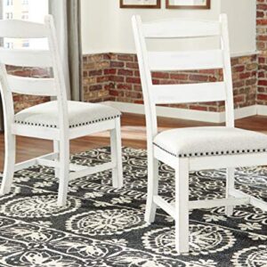 Signature Design by Ashley Valebeck Vintage Farmhouse Cushioned Dining Chair, 2 Count, Whitewash