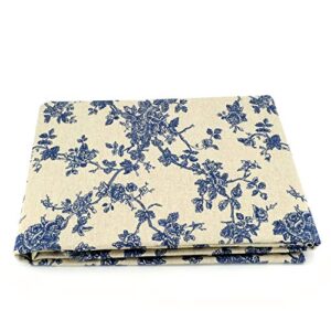 linen cotton printed fabric for home decoration and crafting by the meter(classical blue floral pattern)