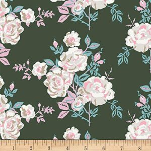 art gallery fabrics art gallery signature rose forever fabric, dark green