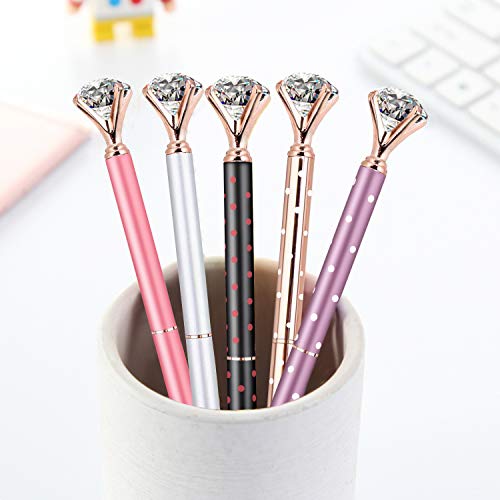 ZZTX 8 PCS Big Crystal Diamond Ballpoint Pen Bling Metal Ballpoint Pen Office Supplies Gift Pens For Christmas Wedding Birthday, Includes 8 Pen Refills