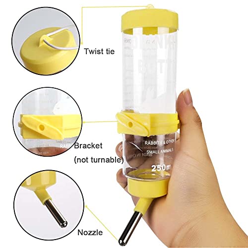 2PCS 8.45 oz No Drip Small Animal Water Bottle, BPA Free Best Water Bottle for Small Pet/Bunny/Ferret/Hamster/Guinea Pig/Rabbit