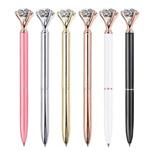 zztx 6 pcs big crystal diamond ballpoint pen bling metal ballpoint pen office supplies gift pens for christmas wedding birthday, includes 6 pen refills