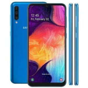 samsung galaxy a50 128gb, 4gb ram 6.4" display, 25mp, triple camera, global 4g lte dual sim gsm factory unlocked a505g/ds - international model (blue, 128 gb)