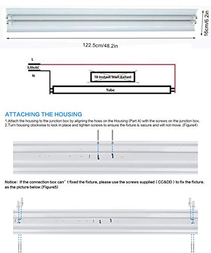 Bulb / Lamp T8 LED Store Commercial No Reflector Light Fixture *Includes 2 Bulbs (Clear Lens Bulb)