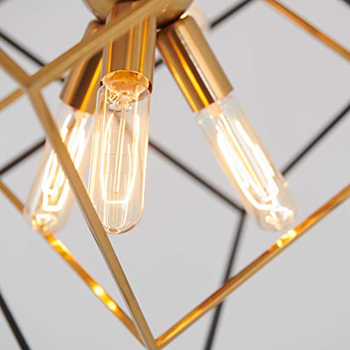 artika Imperium Modern Mid-Century Chandelier Black and Gold (Aged Brass) Kitchen Light Fixture, Geometric Pendant Light for Dinning Room - Bulb Not Included