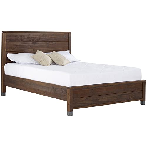 Camaflexi Baja Rustic Style Platform Bed / Solid Wood / No Box Spring Needed / Mattress Foundation has 12 Wood Slats and 3 Center Supports / Easy Assembly / Walnut, Queen