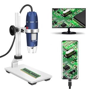 jiusion hd 2mp usb digital microscope 40x to 1000x portable magnification endoscope camera with 8 leds aluminum alloy stable stand for otg android mac windows 7 8 10 11 linux