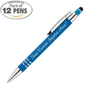 Personalized Pens - Hottie Rubberized Soft Touch Ballpoint Pen with Stylus tip is a stylish, premium metal pen, black ink, medium point.- Includes Personalization (Box of 12) (Assorted)