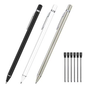 chaoq ballpoint pen, metal pens (3-pack), for gift, business, office, 1.0mm medium point (black ink), with 6 replaceable refills (black, white, champagne)