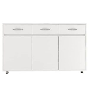 GLCHQ Storage Drawer File Cabinet nightstand Side Cabinet Entryway Console Side Tableswith Three Drawers and Three Doors for Office or Living Room Kitchen Room (Three Doors, White)