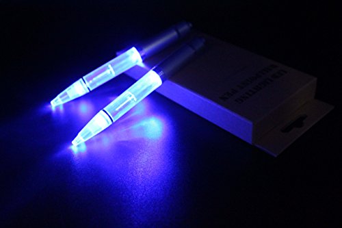 4PCS PACK LED Light up Ballpoint Pen 2 in 1 LED Pen light - Glowing ballpoint pen Lighting in the Dark for Writting&Reading (4PCS, WHITE/RED/BLUE/GREEN)