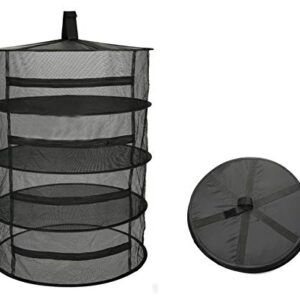 Herb Drying Rack Net Dryer 4 Layer 2ft Black W Zippers Mesh Hydroponics Mesh Collapsible Hanging Dryer Net Lights Carrying Case Indoor & Outdoor