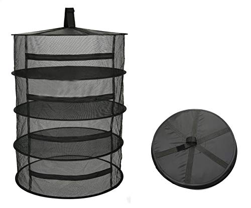 Herb Drying Rack Net Dryer 4 Layer 2ft Black W Zippers Mesh Hydroponics Mesh Collapsible Hanging Dryer Net Lights Carrying Case Indoor & Outdoor