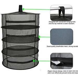 Herb Drying Rack Net Dryer 4 Layer 2ft Black W Zippers Mesh Hydroponics Mesh Collapsible Hanging Dryer Net Lights Carrying Case Indoor & Outdoor