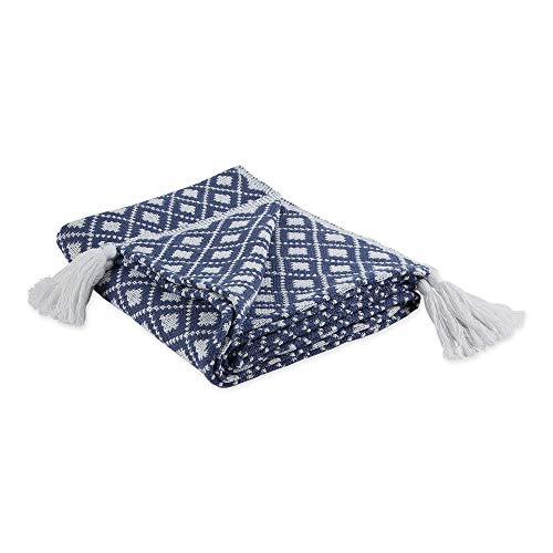 DII French Blue Diamond Lattice Throw, 50x60