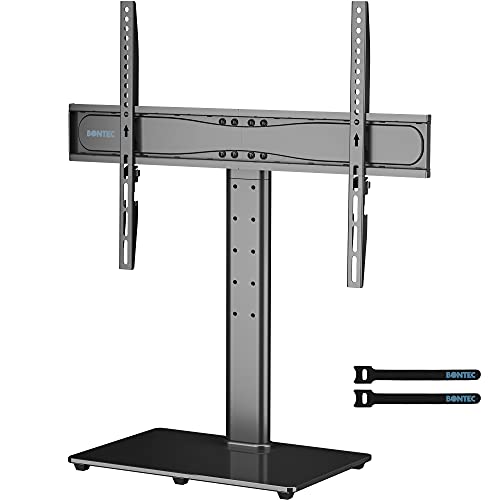 Universal TV Stand Base, Table Top Stand for 32-65 inch LCD LED OLED TVs, Height Adjustable TV Mount Stand with Glass Base Holds up to 99lbs, Max.VESA 600x400mm