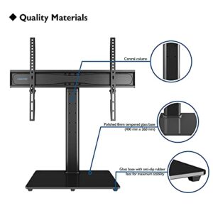 Universal TV Stand Base, Table Top Stand for 32-65 inch LCD LED OLED TVs, Height Adjustable TV Mount Stand with Glass Base Holds up to 99lbs, Max.VESA 600x400mm