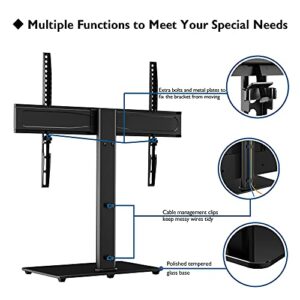 Universal TV Stand Base, Table Top Stand for 32-65 inch LCD LED OLED TVs, Height Adjustable TV Mount Stand with Glass Base Holds up to 99lbs, Max.VESA 600x400mm