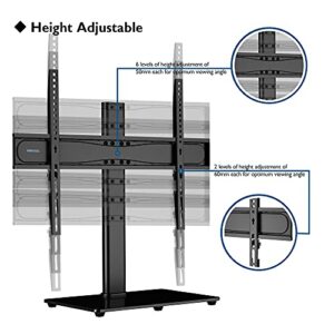 Universal TV Stand Base, Table Top Stand for 32-65 inch LCD LED OLED TVs, Height Adjustable TV Mount Stand with Glass Base Holds up to 99lbs, Max.VESA 600x400mm