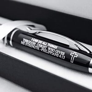 Philippians 4:13 Christian Gift Pen with Engraved Inspirational Bible Verse -"I Can Do All Things Through Christ Who Gives Me Strength" - Religious 3-in-1 Scripture Jesus Pen with LED Light and Stylus