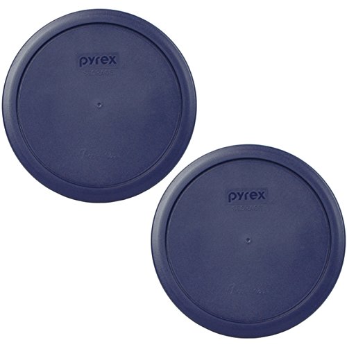 Pyrex 7402-PC 6/7 Cup Blue Round Plastic Food Storage Lid, Made in USA - 2 Pack