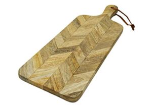 mango wood mosaic cutting board small with leather loop | rustic modern design serving platter by alchemade