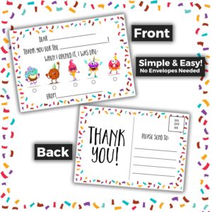 Kids Fill in the Blank Thank You Postcards - 25 Card Set - Fun Gender Neutral Thank You Notes For Boys or Girls