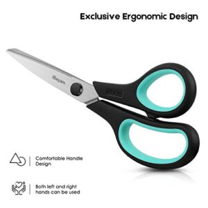 Scissors All Purpose, iBayam 8" Heavy Duty Scissors Bulk 3-Pack, 2.5mm Thickness Ultra Sharp Blade Shears with Comfort-Grip Handles for Office Home School Sewing Fabric Craft Supplies, Right/Left Hand