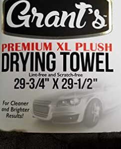 Grant's Premium XL Plush Drying Towel (6 Square Feet) 29-3/4" x 29-1/2" - Ultra Absorbent All-Purpose Lint-Free Scratch-Free Microfiber