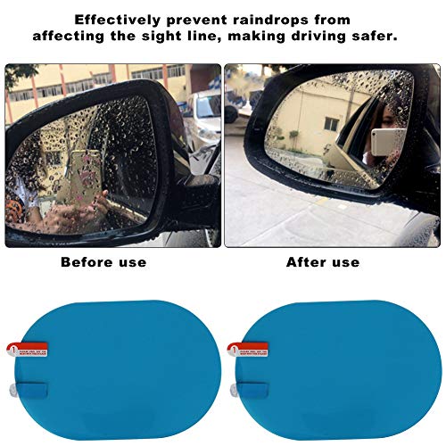 Qiilu 2 Pieces Car Rearview Mirror Film, Rainproof Waterproof Mirror Film Anti Fog Film Blind Spot Mirror for Car Rear View Mirrors Side Windows Oval 100 x 150mm