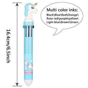 12 Pieces Unicorn Pen Shuttle Pens 10-in-1 Retractable Ballpoint Pen for Office School Supplies Party Gifts