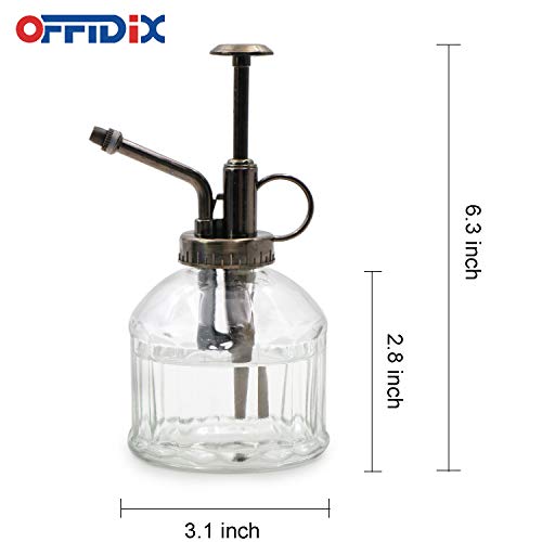 OFFIDIX Transparent Glass Watering Spray Bottle,Plant Mister with Plastic Bronze Plastic Top Pump, Glass Small Watering Can for Indoor Potted Plant, Outdoor Indoor Garden, Plants, Cleaning Solutions