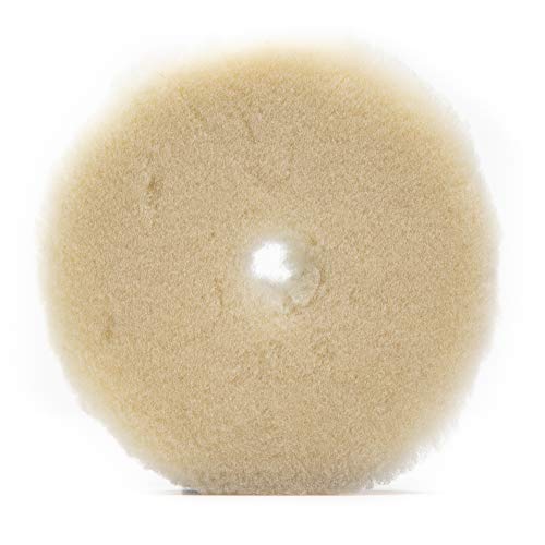 Lake Country Low-Lint Wool Pad, 1/2" Prewashed Knitted Lambswool with 3/8" Foam with Interface, 6"