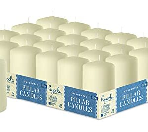 HYOOLA Ivory Pillar Candles 2x3 Inch - 24 Pack Unscented Bulk Pillar Candles - European Made