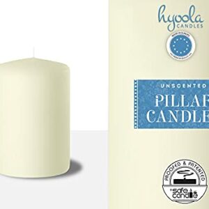 HYOOLA Ivory Pillar Candles 2x3 Inch - 24 Pack Unscented Bulk Pillar Candles - European Made