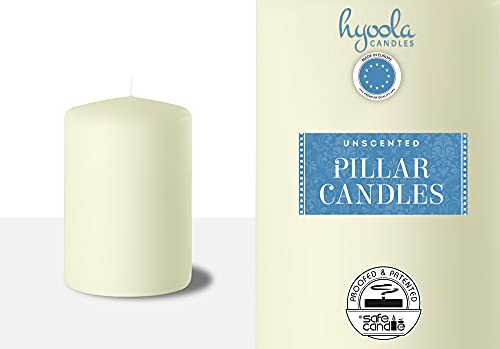 HYOOLA Ivory Pillar Candles 2x3 Inch - 24 Pack Unscented Bulk Pillar Candles - European Made