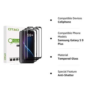 OTAO Galaxy S9 Plus Screen Protector Tempered Glass (2 Pack), 3D Curved Dot Matrix [Full Screen Coverage] Glass Screen Protector for Samsung Galaxy S 9 Plus with Installation Tray [Case Friendly]