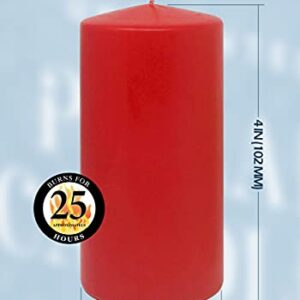 HYOOLA Red Pillar Candles 2-inch x 4-inch - 24 Pack Unscented Bulk Pillar Candles - European Made