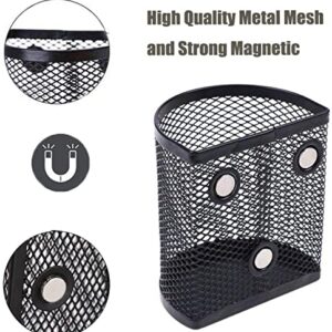 Vetoo 2 Pack Magnetic Pencil Holder,Magnetic Marker Holder,Mesh Storage Basket Organizer with Extra Strong Magnet,Mesh Pen Holder for Refrigerator,Whiteboard,Locker Accessories,Office Supplies