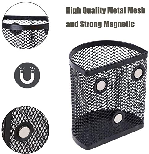 Vetoo 2 Pack Magnetic Pencil Holder,Magnetic Marker Holder,Mesh Storage Basket Organizer with Extra Strong Magnet,Mesh Pen Holder for Refrigerator,Whiteboard,Locker Accessories,Office Supplies