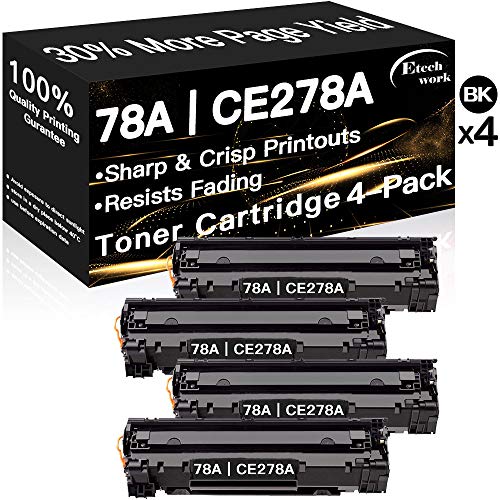 4-Pack Compatible 78A Printer Toner Cartridge CE278A Used for HP Laserjet Pro M1536dnf P1606dn P1606n P1566 M1537dnf M1538dnf M1539dnf (Black), Sold by Etechwork