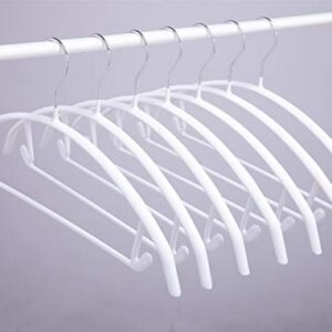 Cocomaya 16.5 Inch White No Shoulder Bumps No Mark Non-Slip Rubber Coated Contour Metal No Bumps Hanger, Sweater Hanger, T-Shirt Hanger Suit Hanger with Pants Bar Pack of 10 (White, 10)