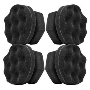 tire dressing shine applicator (4 pack), round grip deeper tire brush tire dressing applicator pad wave design to reach trim makes detailing tires easier - durable,washable,and reusable