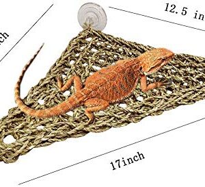 warmgone Bearded Dragon Hammock Lizard Lounger,100% Natural Seagrass Fibers for Reptiles,Geckos,Anoles,Iguanas,Hermit Crabs and Snakes,Triangular 12.5 x 17 inches