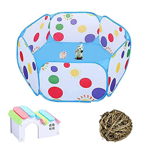 Hamster Playpen, Portable Small Animals Playpen Breathable and Pet Playpen Pop Open Outdoor/Indoor Exercise Fence Portable Yard Fence for Guinea Pigs Gerbils Chinchillas Hedgehogs