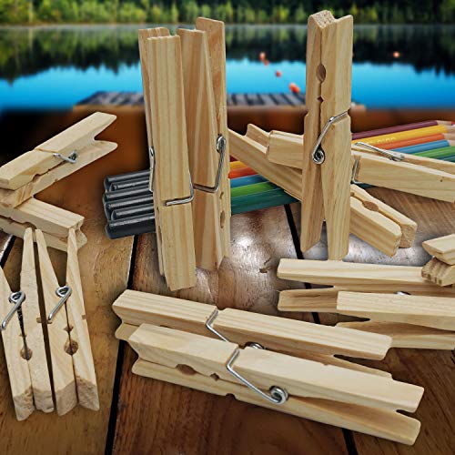 120 Count (Pack of 1) Wooden Clothespins for Crafts, Natural Clothes Pins, Photo Picture Holder, Party Favor Clips, Weddings, Scrapbooks, Baby Showers, Birthday, Holiday (4 x.5 inches)