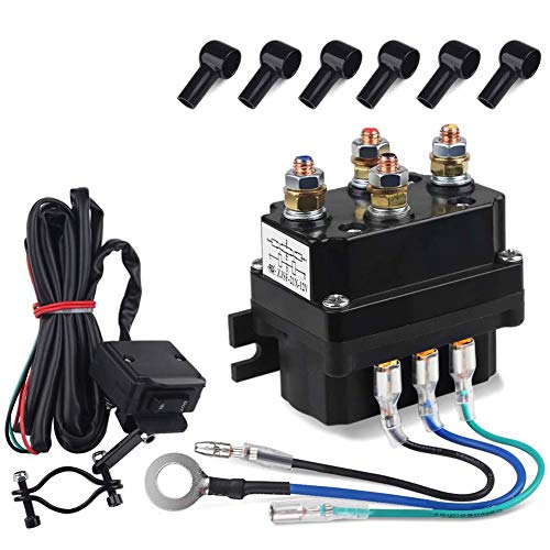 WATERWICH 12V 250A Winch Relay Winch Solenoid Contactor Winch Rocker Thumb Switch Combo with 6 Protecting caps Universal for ATV UTV 2000-5000lbs Winch