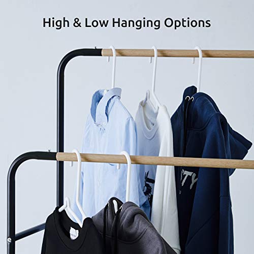 YOUDENOVA Rolling Clothes Rack on Wheels, Clothing Rack for Hanging Clothes, Double Rods Garment Rack, Black