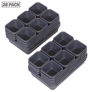 Set of 28 Interlocking Desk Drawer Organizer Tray Dividers Plastic Shallow Narrow Drawers Organizers Separators Storage Bins Container for Kitchen Bathroom Makeup Office Vanity Bedroom Dresser